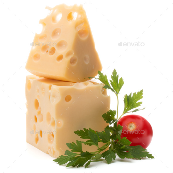 Cheese block isolated on white background cutout Stock Photo by natika