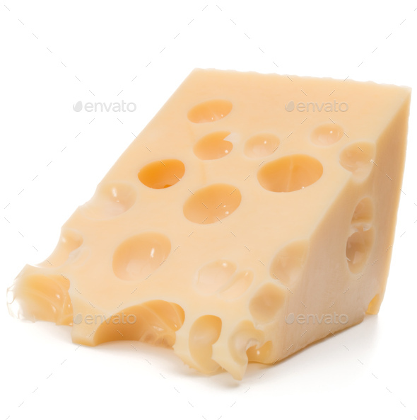 Cheese block isolated on white background cutout Stock Photo by natika