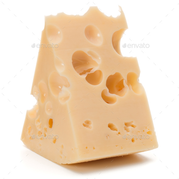 Cheese block isolated on white background cutout Stock Photo by natika