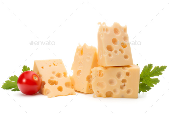 Cheese block isolated on white background cutout Stock Photo by natika