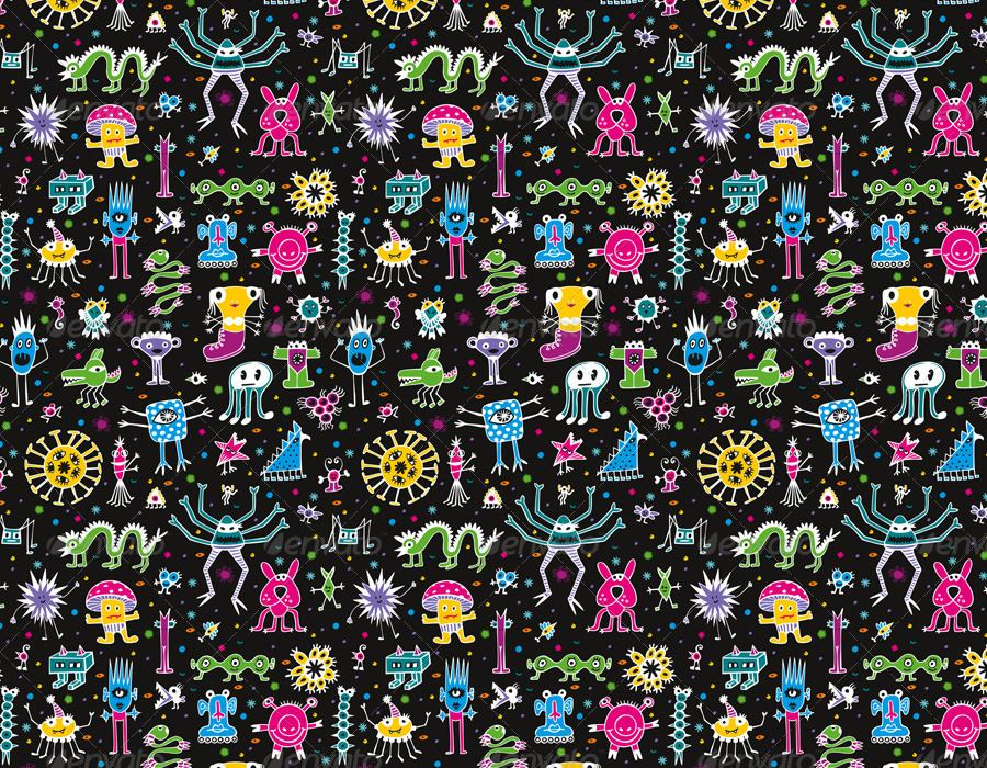 Monsters Seamless Patterns, Vectors | GraphicRiver