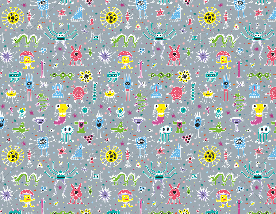 Monsters Seamless Patterns, Vectors | GraphicRiver