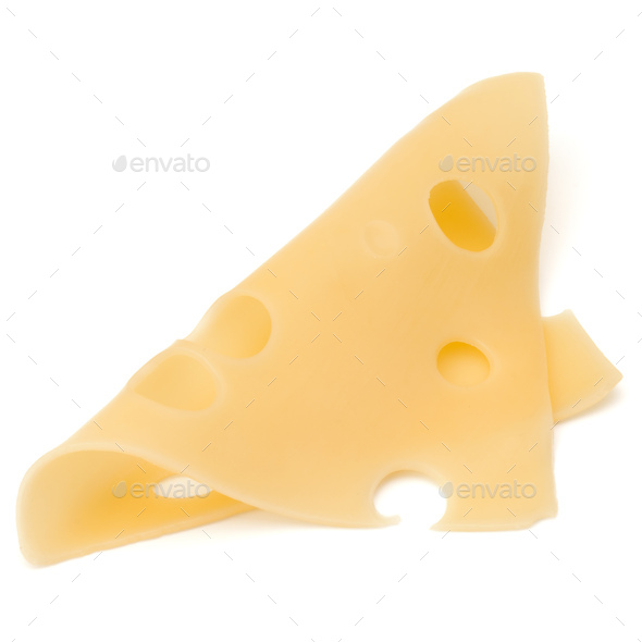 one Cheese slice isolated on white background Stock Photo by natika