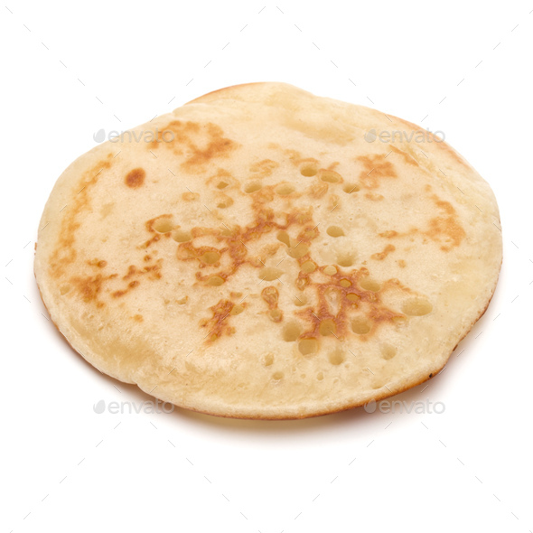 One pancake isolated on white background cutout. Stock Photo by natika