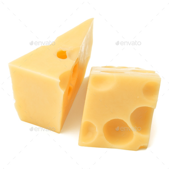 Cubes of cheese. Cheese block isolated on white background cutout Stock ...