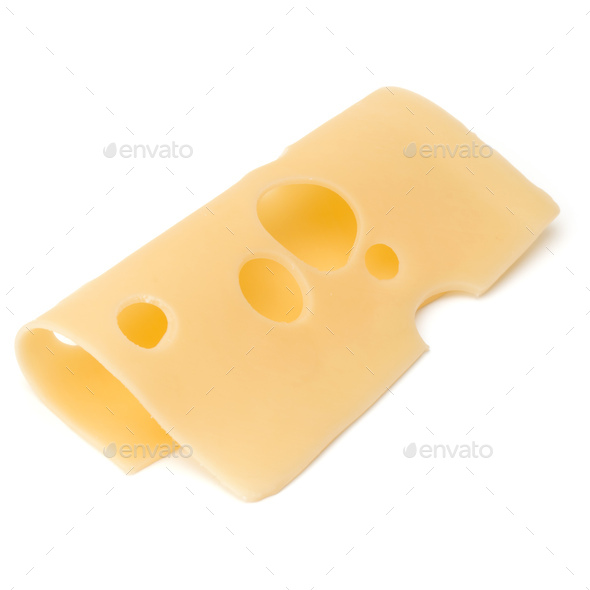 one Cheese slice isolated on white background Stock Photo by natika