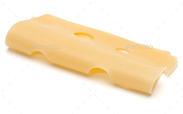 one Cheese slice isolated on white background Stock Photo by natika