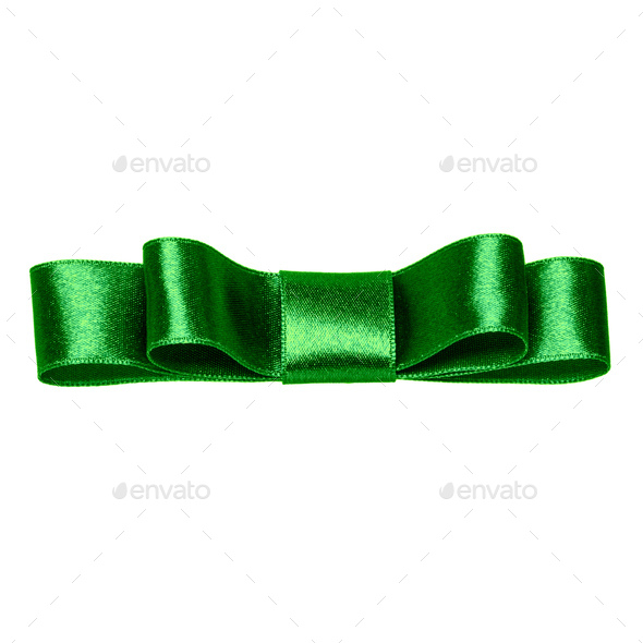 Shiny satin ribbon in green color isolated on white background Stock ...