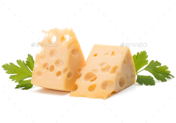 Cheese block isolated on white background cutout Stock Photo by natika