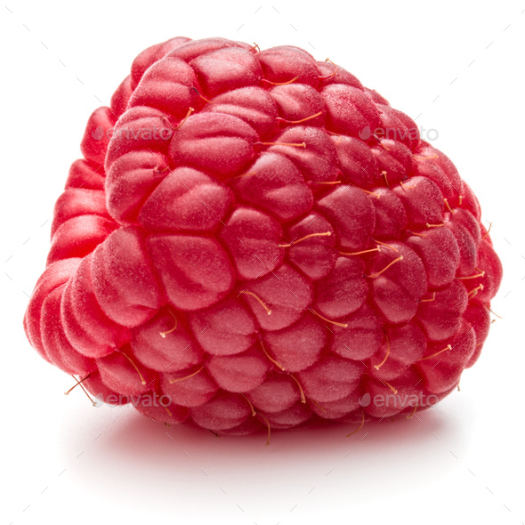 ripe raspberry isolated on white background close up Stock Photo by natika