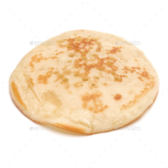 One pancake isolated on white background cutout. Stock Photo by natika