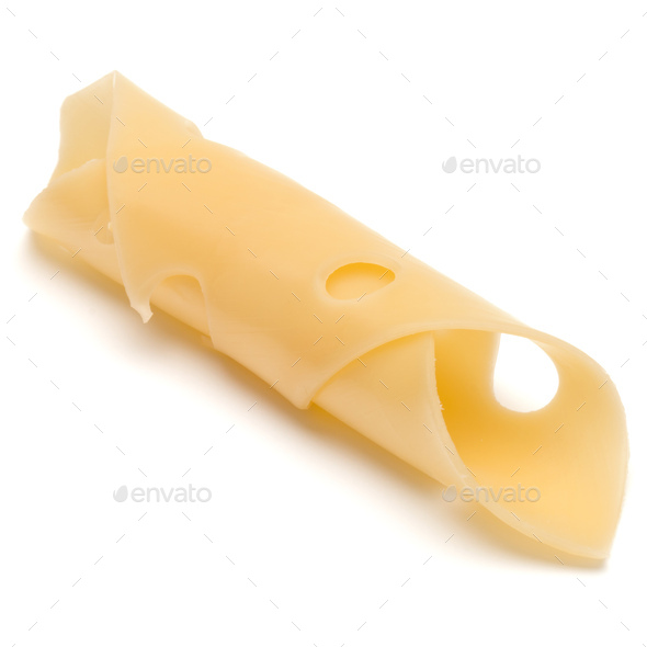 one Cheese slice isolated on white background Stock Photo by natika