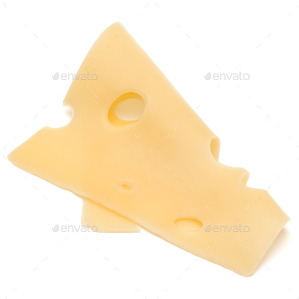 one Cheese slice isolated on white background Stock Photo by natika