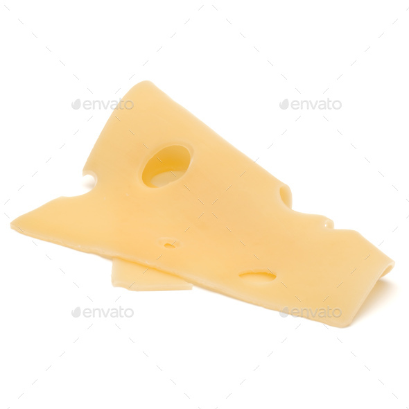 one Cheese slice isolated on white background Stock Photo by natika