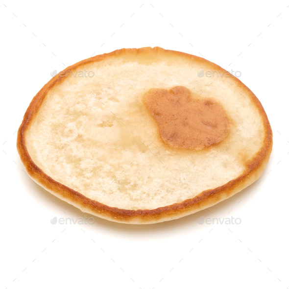 One pancake isolated on white background cutout. Stock Photo by natika