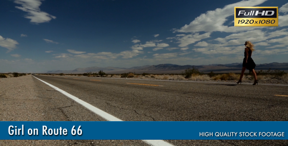Girl Walking On Route 66, Stock Footage | VideoHive