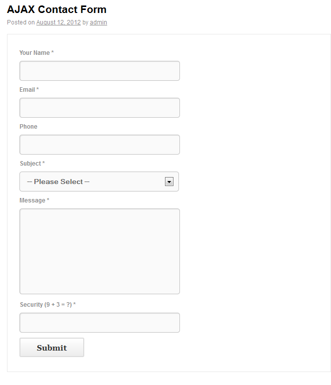 AJAX Contact Form with Tracking - WordPress by pluginpunch | CodeCanyon
