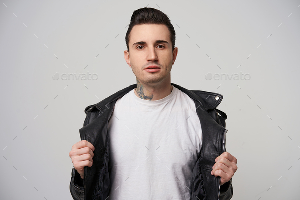 Indoor photo of attractively smiling young rocker man Stock Photo by ...