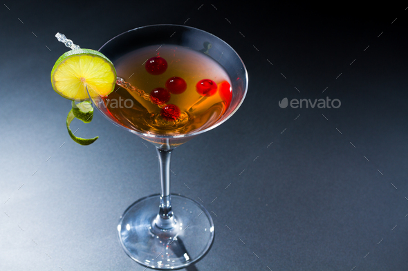 Cocktail with whisky and raspberry sphere Stock Photo by Netfalls ...