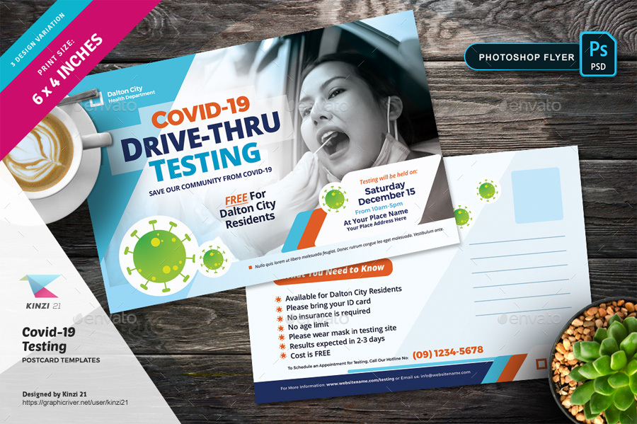 Covid-19 Testing Postcard Templates, Print Templates | GraphicRiver