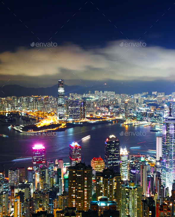 Hong Kong city view from peak at night Stock Photo by leungchopan ...