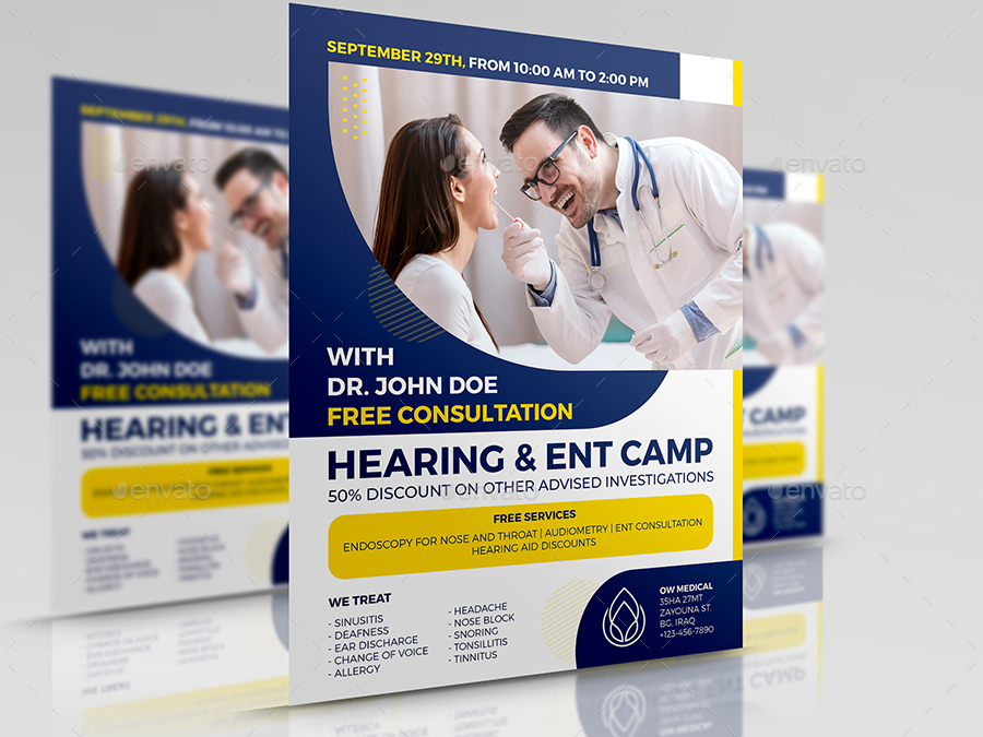 Hearing & ENT Medical Camp Flyer Template, Print Templates | GraphicRiver