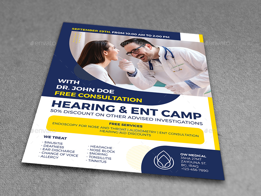 Hearing & ENT Medical Camp Flyer Template, Print Templates | GraphicRiver