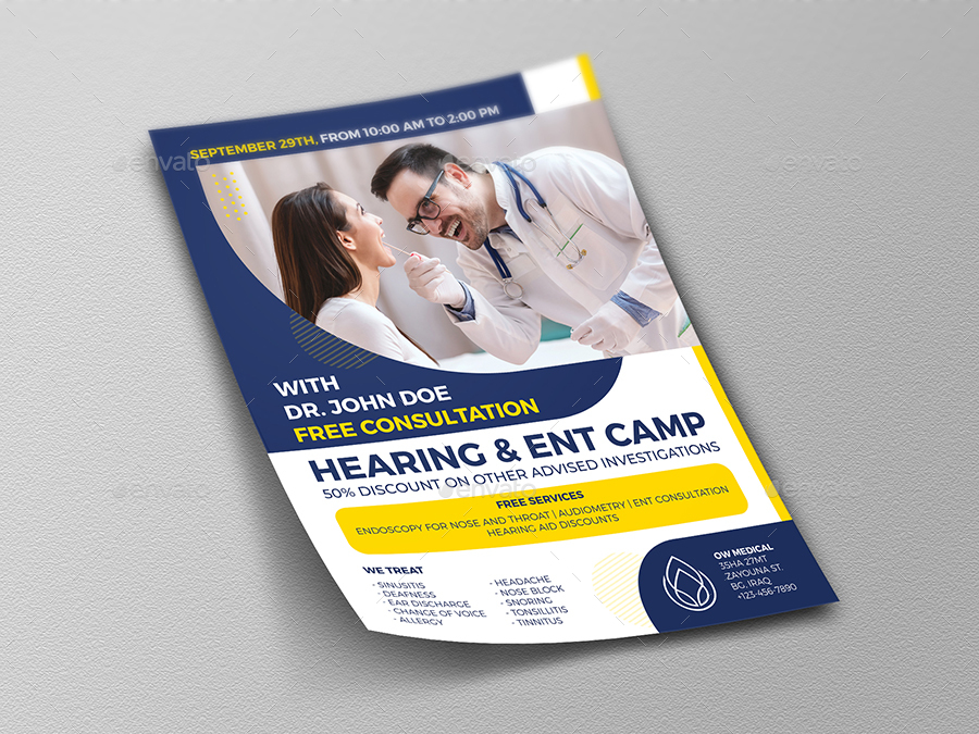 Hearing & ENT Medical Camp Flyer Template, Print Templates | GraphicRiver