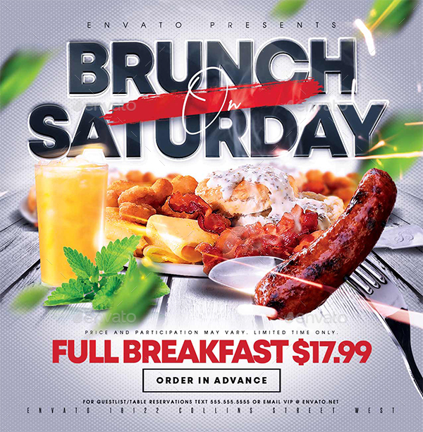 Brunch On Saturday Flyer Template, Print Templates | GraphicRiver