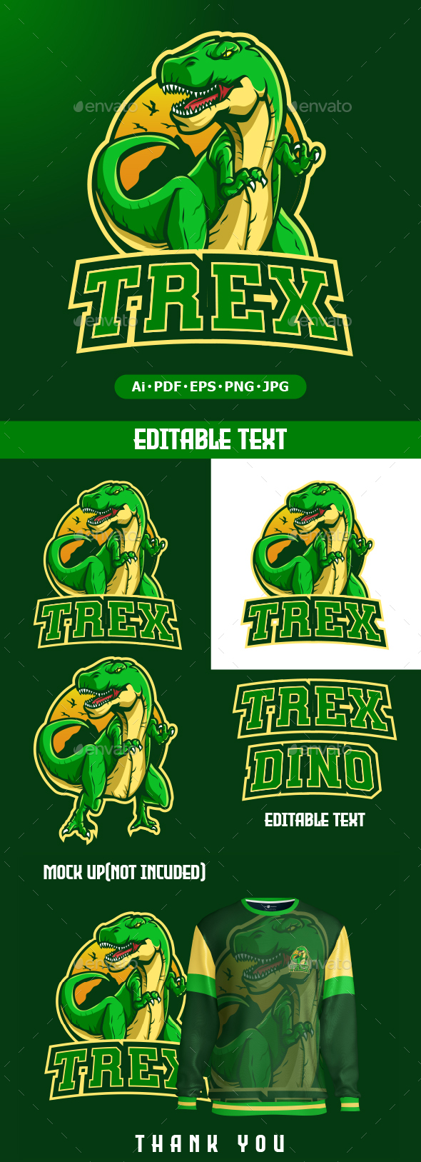 T-REX Mascot logo, Logo Templates | GraphicRiver