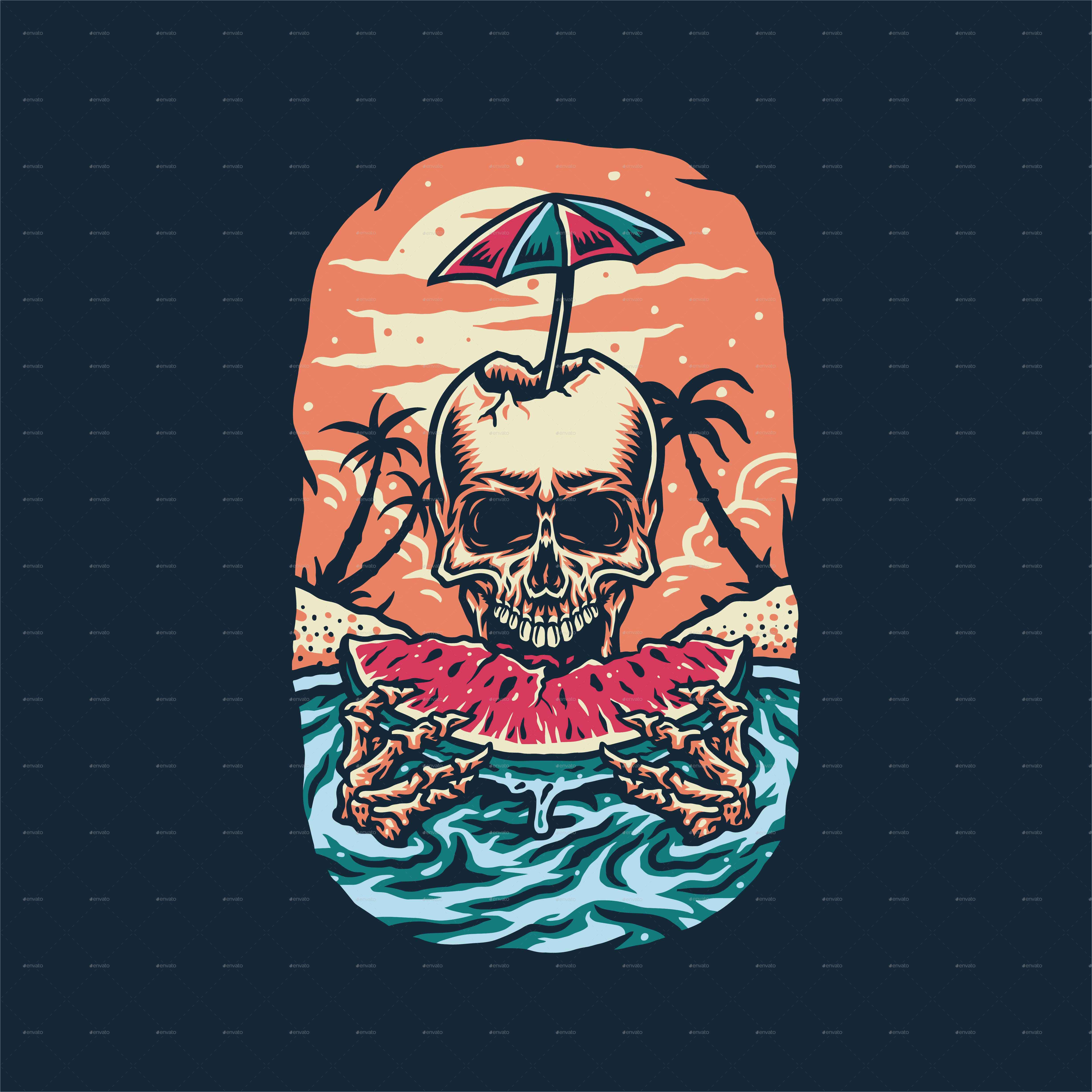 Skeleton Eating Watermelon, Vectors | GraphicRiver