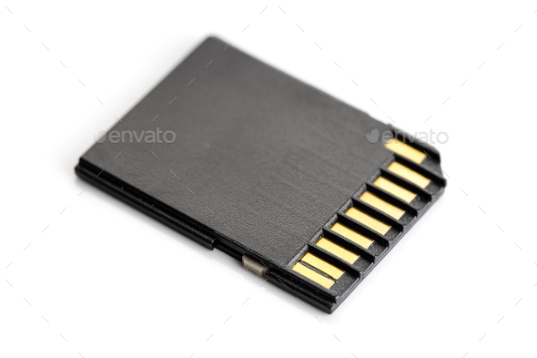 SD memory card isolated on white background Stock Photo by fotodestock