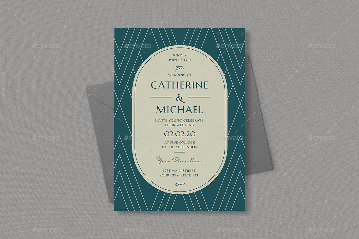 Geometric Wedding Invitation, Print Templates | GraphicRiver
