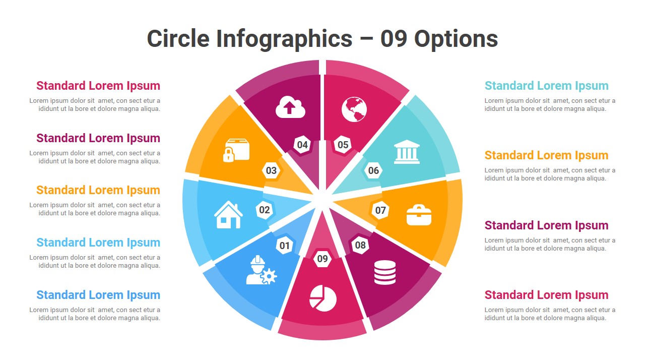 Circle Infographics PowerPoint Diagrams Template, Presentation Templates