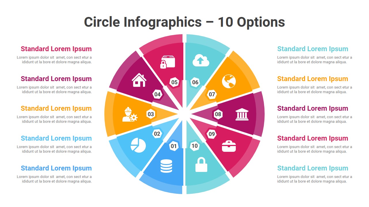 Circle Infographics PowerPoint Diagrams Template, Presentation Templates
