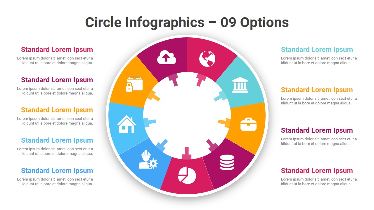 Circle Infographics PowerPoint Diagrams Template, Presentation Templates
