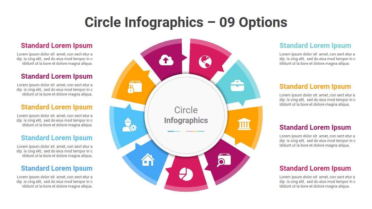 Circle Infographics PowerPoint Diagrams Template, Presentation Templates