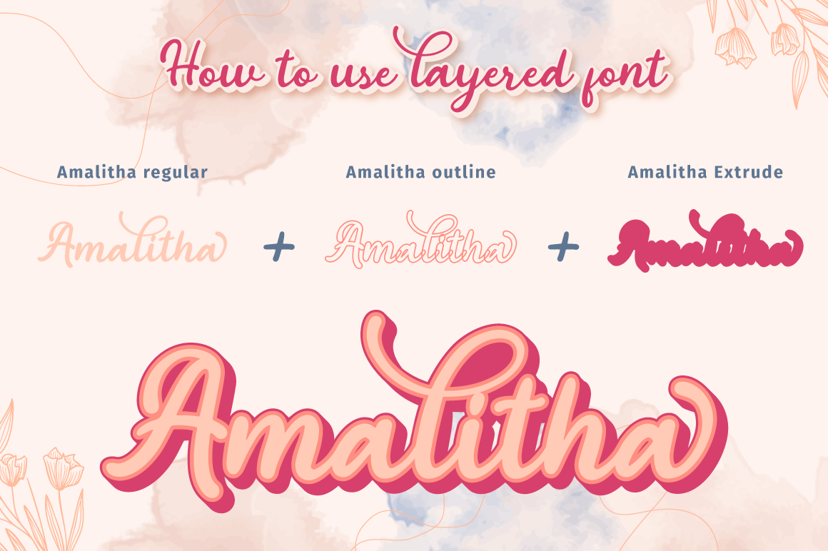 Amalitha - Layered Script Font, Fonts | GraphicRiver