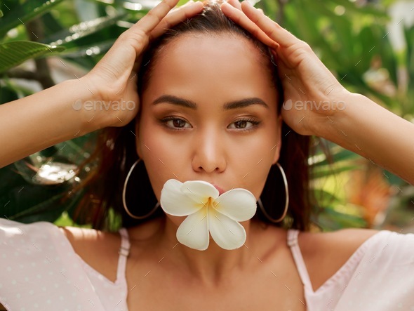Beauty portrait of Asian girl with beautiful exotic face Stock Photo by ...