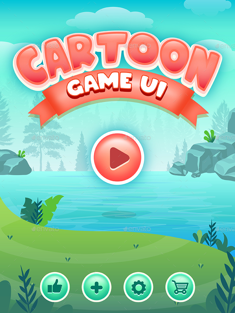 Cartoon Game UI Set, Game Assets | GraphicRiver
