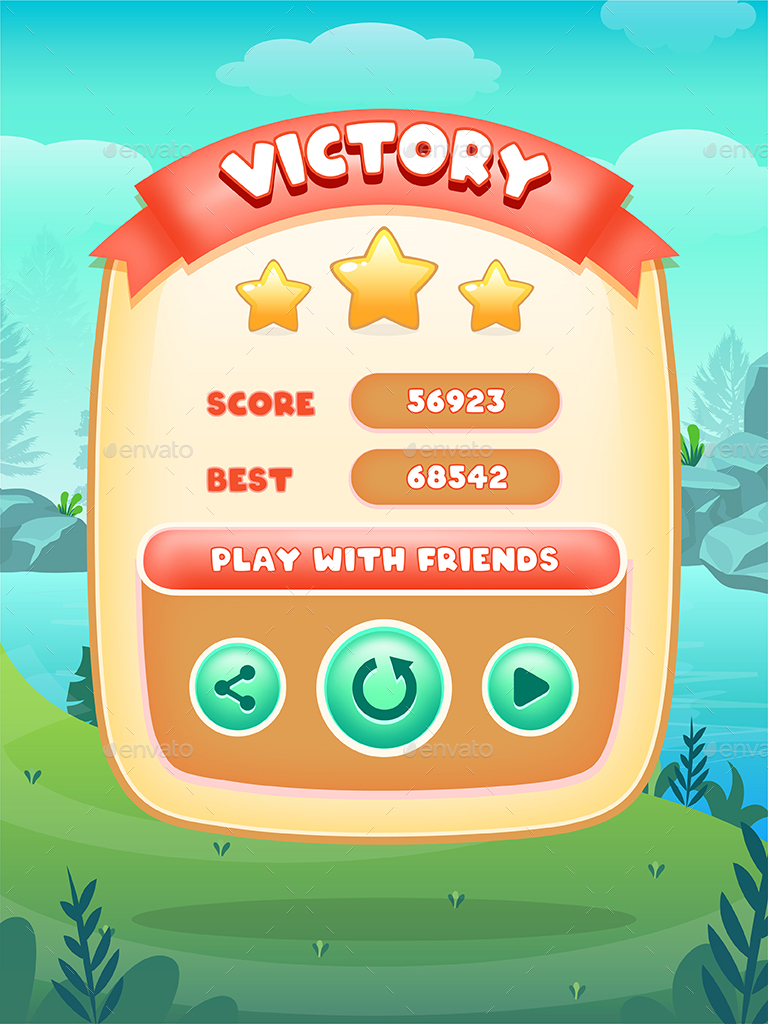 Cartoon Game UI Set, Game Assets | GraphicRiver