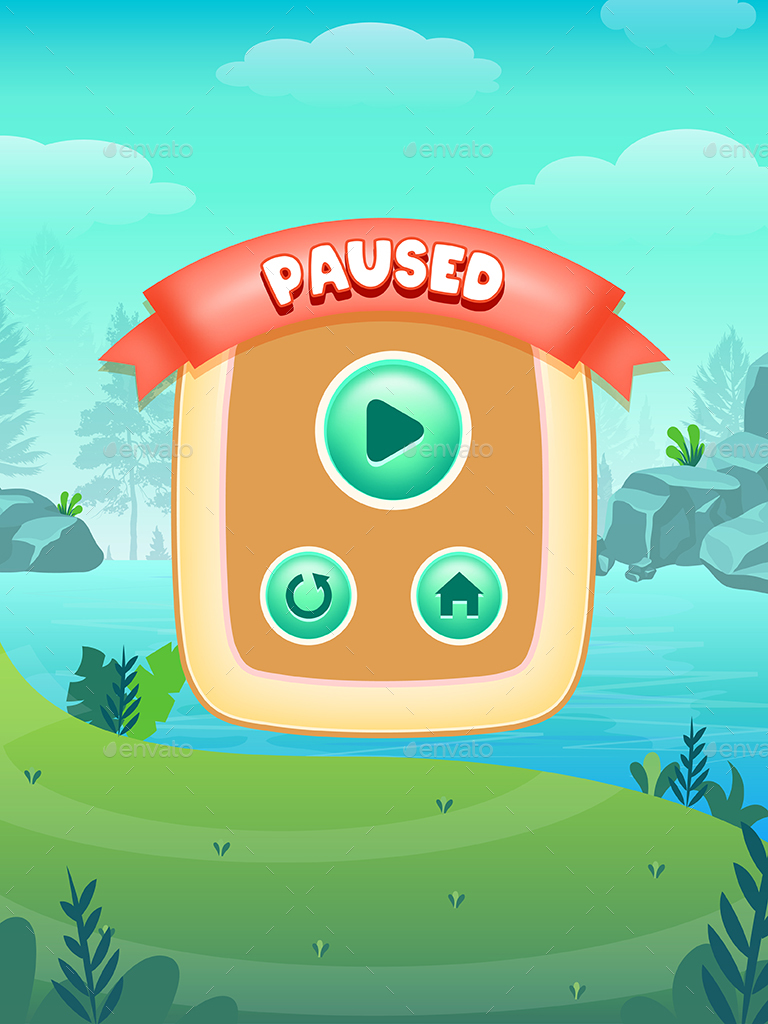 Cartoon Game UI Set, Game Assets | GraphicRiver