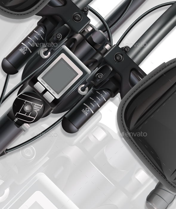 Bicycle sport steering wheel top view realistic vector. Above view ...