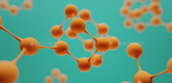 3D illustration. atom connection concept. Abstrack background. Science ...