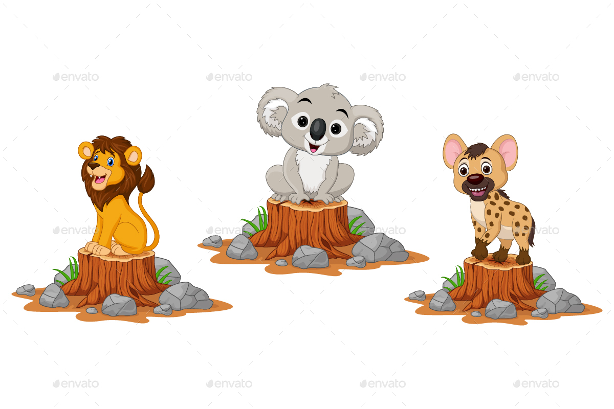 Wild Animals Cartoon Collection, Vectors | GraphicRiver