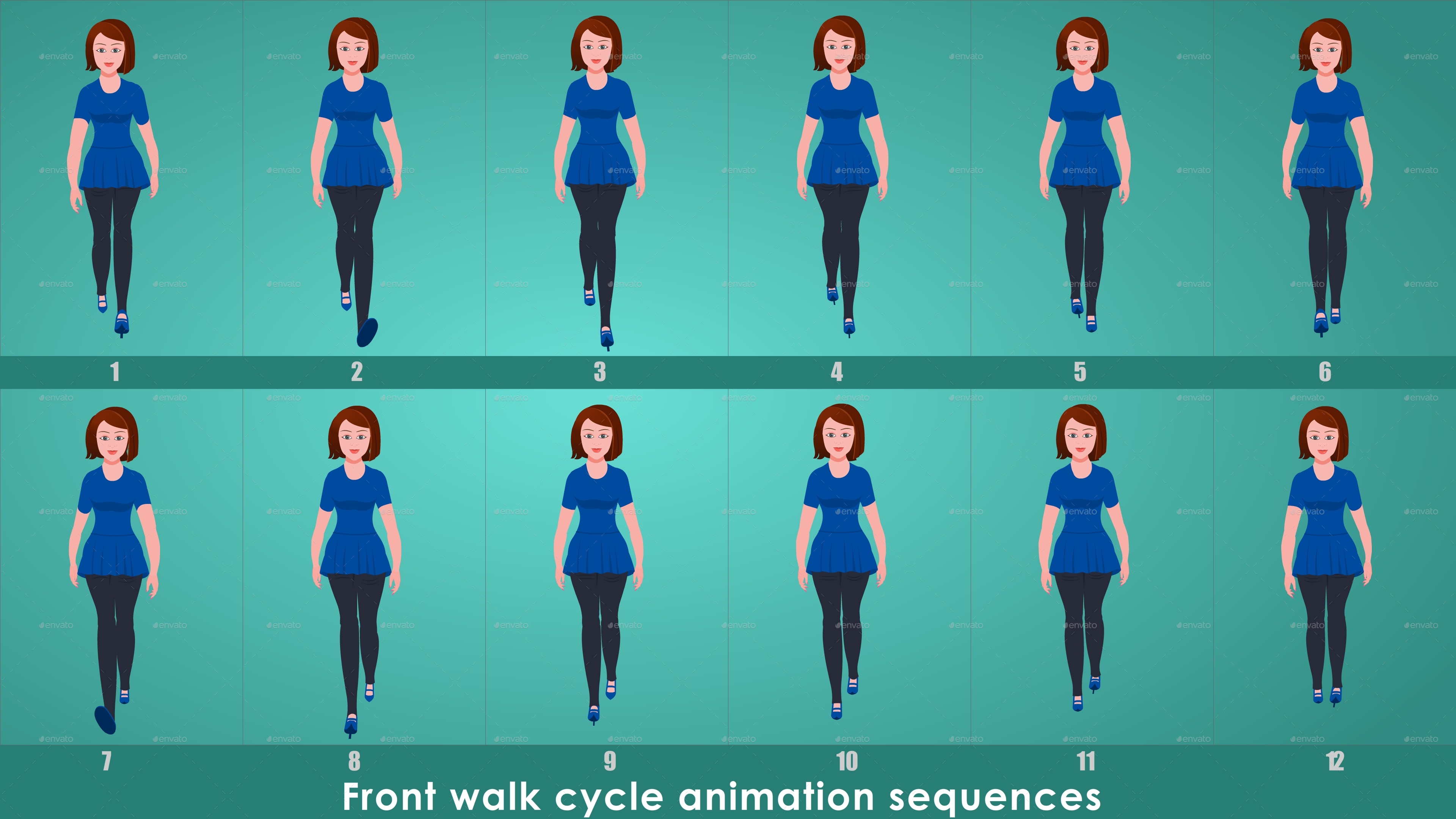 Asian Girl Character Design Model Sheet, Vectors | GraphicRiver