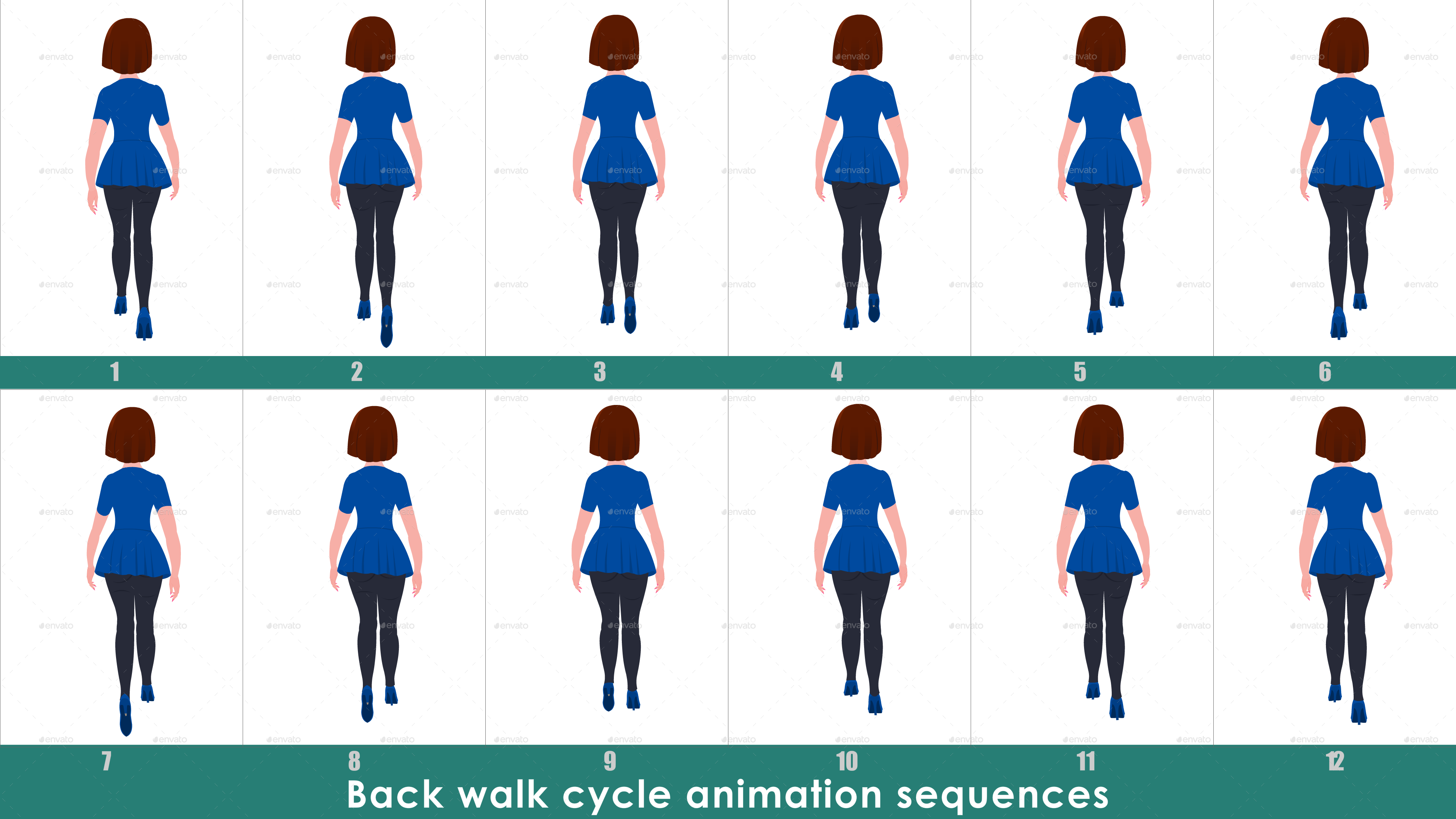 Asian Girl Character Design Model Sheet, Vectors | GraphicRiver