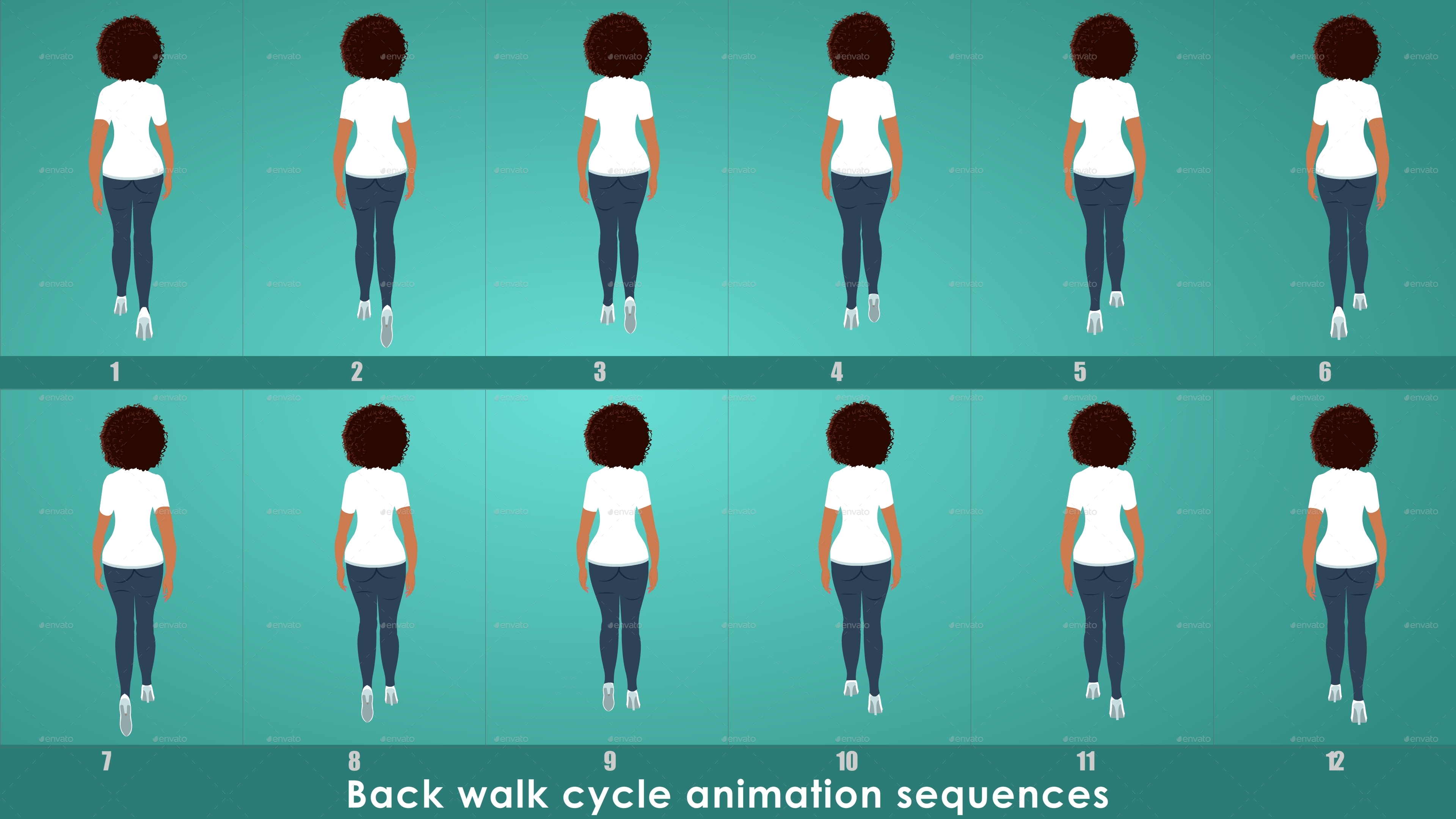 African American Girl Character Design Model Sheet, Vectors | GraphicRiver