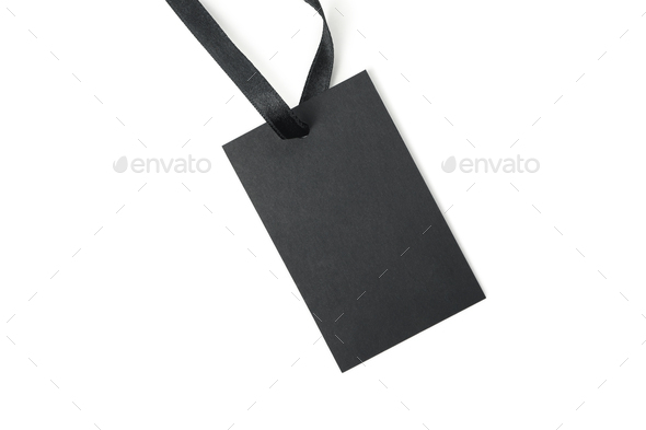 Blank black tag isolated on white background Stock Photo by AtlasComposer