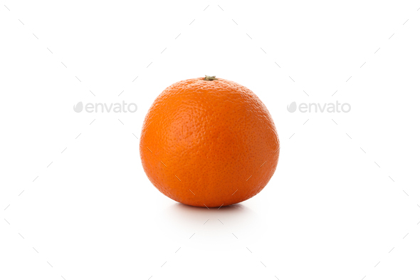 Ripe one mandarin isolated on white background Stock Photo by AtlasComposer